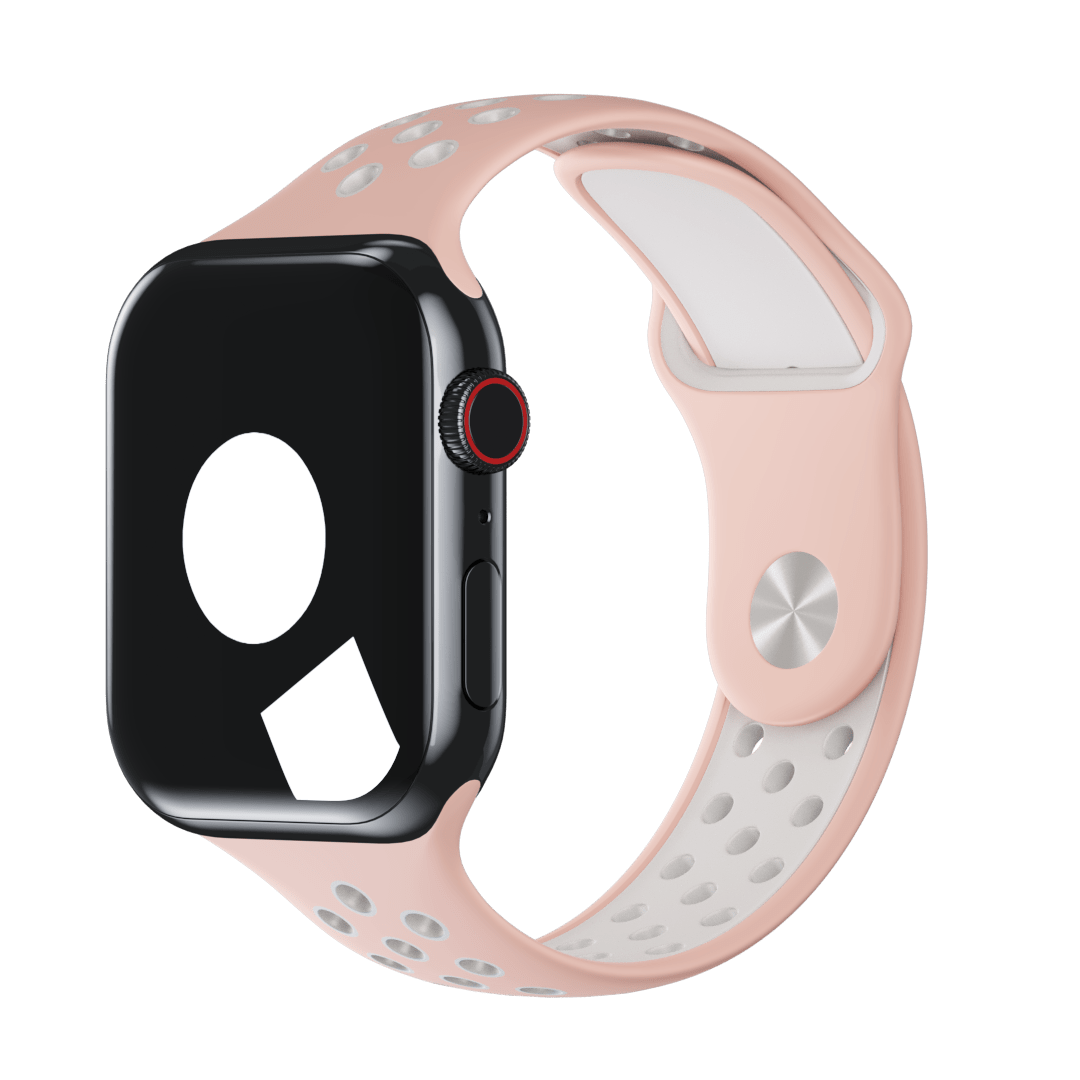 Powder Pink/White Sport Band Active Strap for Apple Watch - iSTRAP